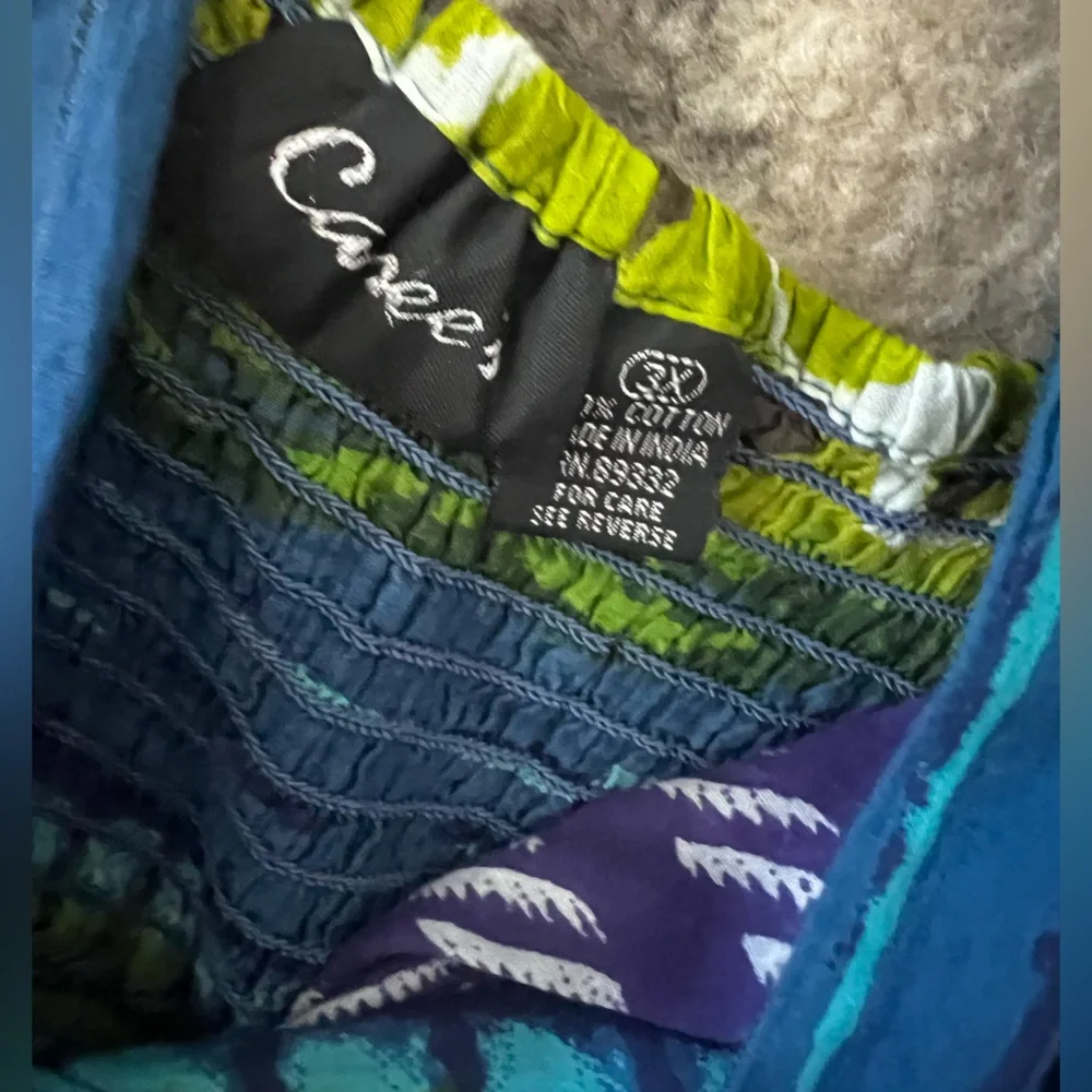 Dresses | Vibrant Blue And Green Patterned Dress | Poshmark